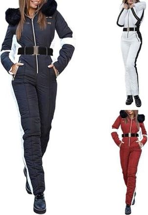 Generic Combinaison de neige imperm&eacute;able pour femmes, 1 pi&egrave;ce, combinaison de ski pour femmes, une pi&egrave;ce, chaude, &agrave; la mode, coupe ajust&eacute;e, combinaisons avec 