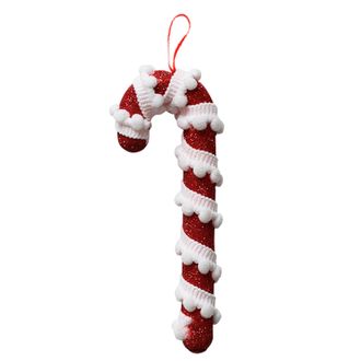 Generico Schilfrohr-Dekorationen: S&uuml;&szlig;igkeitendekorationen aus Zuckerrohr, f&uuml;r Weihnachtsb&auml;ume, rote und gedrehte Weihnachtsbaum-Dekoration