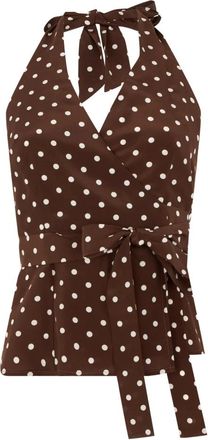 P.A.R.O.S.H. P.a.r.o.s.h., Femme, Tops, Brun, Taille: 38 FR Haut dos nu &agrave; pois