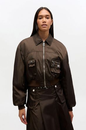 Ganni Duchesse Bomberjacke aus Nylon - Gr&ouml;&szlig;e 34 braun