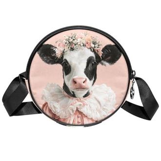 Generic Sac &agrave; bandouli&egrave;re Circle pour femme, rose, petit sac &agrave; bandouli&egrave;re avec fermeture &eacute;clair, bretelles r&eacute;glables, sac &agrave; main rond d&eacute;contract&eacute; pour femmes