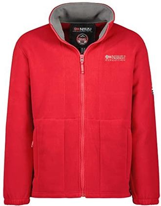 Geographical Norway Toleron Men - Polaire Homme Chaude Epaisse Fermeture Zip - Veste Sweats Hiver Chaud Hommes Doux - Sweat Douce Doublure Longues Manches (Rouge_Gris_fon