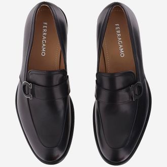 Ferragamo Mens Leather Loafers Black Calf