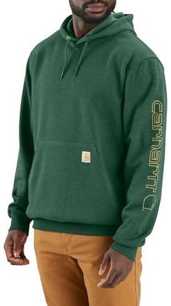 Carhartt Work in Progress Loose Fit Midweight Logo Sleeve Graphic Sweatshirt Sweat-Shirt &agrave; Capuche, Vert, XS Hommes