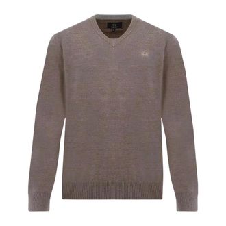 La Martina V-Ausschnitt Pullover aus Merinowolle - - Knitwear - Herren - Braun - M
