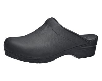 Sanita | Sonja Offener Clog, geöltes Leder | Original handgemacht für Damen | Anatomisch geformtes Fußbett mit weichem Schaum | Schwarz | 40 EU