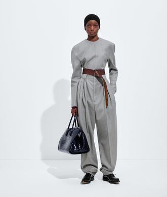 Bottega Veneta Pantalon en flanelle de laine compacte - Gris - Femme - 36