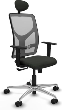 Piqueras y Crespo B&uuml;rostuhl, schwarz, mit 1D-Armlehnen, h&ouml;henverstellbare Lendenwirbelst&uuml;tze und festes Kopfteil, ausgestattet mit 3 Positionen und Schneidschaum, Grau/