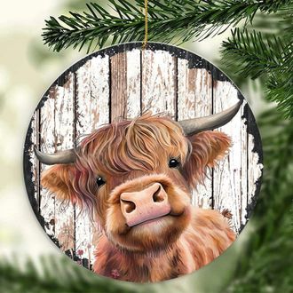 Generic Hochlandrind Weihnachten Deko Weihnachtsbaumschmuck Mit Schnur H&auml;ngende Ornamente Keramik Geschenkanh&auml;nger