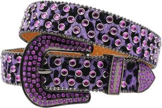 Generic Ceinture cloutée en strass pour femme, style gothique, cristal, sangle de taille pour jeans, robe, accessoire élégant, violet, 115 cm