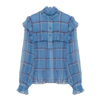 Chlo&eacute; Seidenbluse mit R&uuml;schen - - Blouses & Shirts - Damen - Blau - S