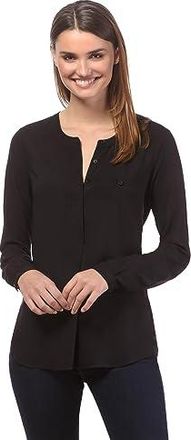 Vincenzo Boretti Chemisier, Taille Normale, col Rond, Patte de Boutonnage dissimulée Noir M