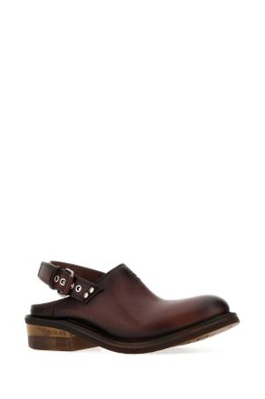 Miu Miu Womens Chocolate Leather Foule Slippers Caffe Sandali Sandal