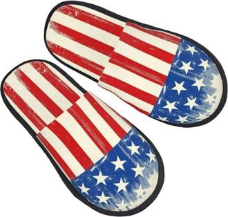 Generic Motif 2 Drapeaux Américains Pantoufles Moelleuses Antidérapants Pantoufle Automne Chaussures Pour Intérieur Homme Unisex M