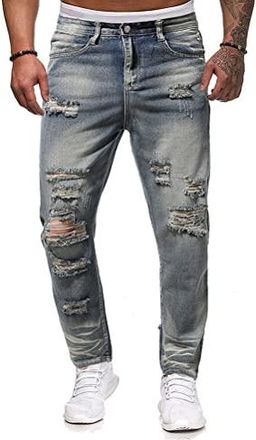 Onsoyours Osheoiso Jean Troué Homme Skinny Casual Slim Fit Pantalon Denim Styles Déchiré Sport Trousers avec Fermeture Éclair Casual Pants Trekking Outdoor Carg