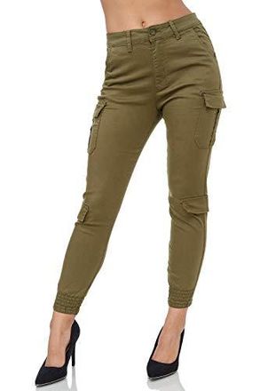 Elara Pantalon Cargo Femme Slim Fit Denim Chunkyrayan Vert GB820-77 Gruen 36 (S)
