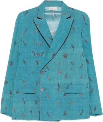 Pierre-Louis Mascia Femme, Vestes, Bleu, Taille: 40 FR Veste en soie imprim&eacute;e