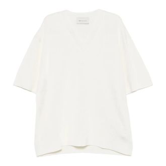 Ami Homme, Pulls, Blanc, Taille: L Short Sleeves V Neck Sweater