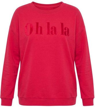 Miamoda Sweatshirt Sweatshirt Boxy Fit Flock-Schriftzug
