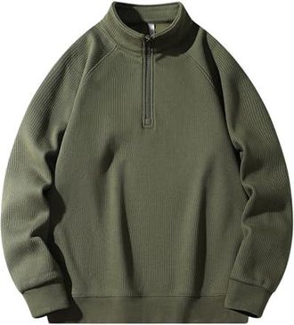 Generic Pull &agrave; fermeture &eacute;clair 1/4 pour homme, sweat-shirt &agrave; col rond, &eacute;lastique, confortable, v&ecirc;tement actif respirant, doux, v&ecirc;tements dext&eacute;rieur tendance,