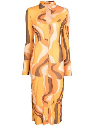 Rejina Pyo robe-chemise Sana &agrave; motif abstrait - Orange