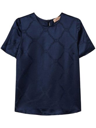 Twin-Set t-shirt à motif Oval T en jacquard - Bleu