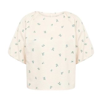 Part Two Gr&uuml;ne Blumenstrickbluse - - Blouses & Shirts - Damen - Beige - M