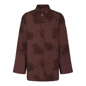 Rotate Flower Oversized Shirt - - Blouses & Shirts - Damen - Braun - 2XS