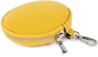 modamoda.de P10 / P08 Damen Leder Rauleder Geldb&ouml;rse M&uuml;nzgeldb&ouml;rse Taschenanh&auml;nger &oslash; 11,5 cm handmade in Italy, Farbe:Gelb