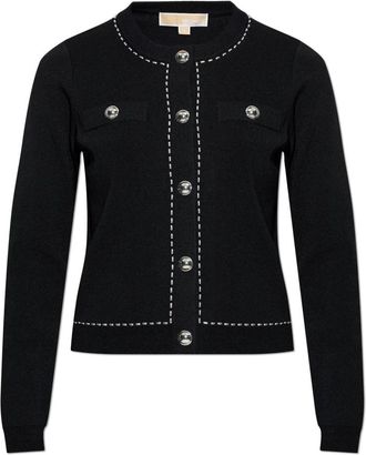 Michael Kors Femme, Pulls, Noir, Taille: 40 FR Gilet en maille stretch clout&eacute;