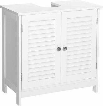 Vasagle Vasagle - Meuble sous vasque, Placard de Rangement, 60 x 30 x 60 cm, avec 2 Portes persiennes, Planche r&eacute;glable, poign&eacute;es, Style Nordique scandinave