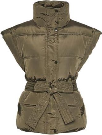 Pieces Veste Pcnoora Gilet matelassé, Marron, L Femme