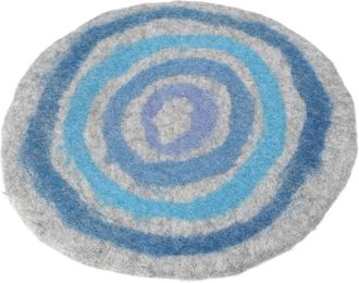 Guru Shop Filz Stuhlauflage, Boho Sitzkissen, Handgefertigts Rundes Filzkissen - Grau/blau, Wolle, 1x35x35 cm