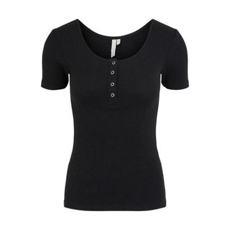Pieces Baumwoll-Rundhals-Freizeitoberteil - - Tops - Damen - Schwarzk - XL