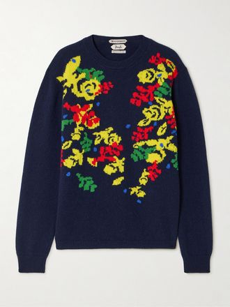 J.W.Anderson + Pringle Kaschmirpullover Aus Intarsienstrick Mit Blumenmuster - Blau