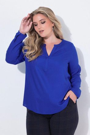 Ulla Popken Druckbluse Tunika A-Linie Rundhals Zierfalte Langarm