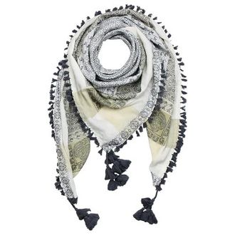 Freak Scene Foulard &eacute;l&eacute;gamment d&eacute;taill&eacute; au style Pali - blanc - gris - 120 x 120 cm - motif 3 - Shemagh - foulard Arafat palestinien - keffieh en coton