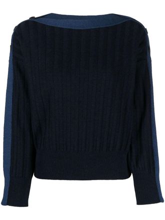 Pringle Of Scotland Gerippter Strickpullover - Blau