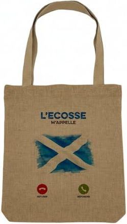 Fabulous Sac Shopping Tote Bag Aspect Lin - LEcosse MAppelle Voyage Paysages Culture - Sac de Courses Toile Epaisse 360g Beige Naturel Cabas Port&eacute; Epaule Solid