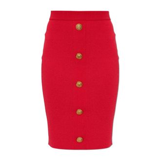 Balmain Bleistiftrock mit dekorativen Kn&ouml;pfen - - Skirts - Damen - Rot - L