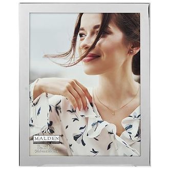 Malden International Designs Essentials Silver Metal Engravable Picture Frame, 8x10, Silver
