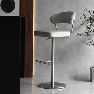 Generic Moderner, drehbarer Barhocker in Tresenh&ouml;he aus Kunstleder mit R&uuml;ckenlehne und Fu&szlig;st&uuml;tze - Stilvoller Esszimmerstuhl f&uuml;r K&uuml;cheninsel, Kneipe, Bistro o