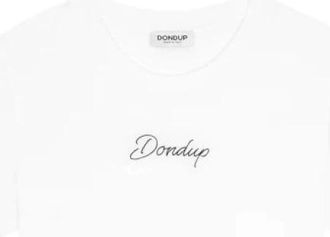 Dondup Femme, Tops, Blanc, Taille: 42 FR T-shirt &agrave; col rond avec logo brod&eacute; contrast&eacute;
