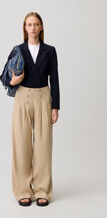 Claudie Pierlot Pantalon lin &agrave; boutons