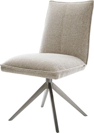 DELIFE Esszimmerstuhl Lelio-Flex Kreuzgestell breit Graphit Webstoff Soft Beige 360&deg; drehbar Wippfunktion Taschenfederkern