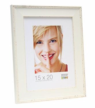 Deknudt Frames Weißer Bilderrahmen mit gestrichenem Netz, Harz, 40x60