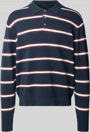 Jack & Jones Langarm-Poloshirt aus Viskose-Mix im Allover-Look