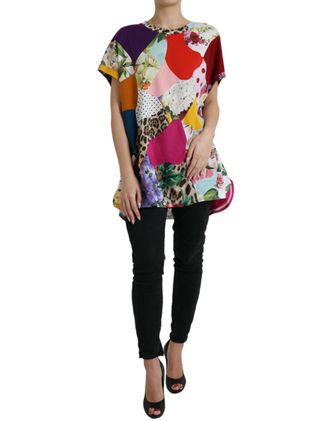 Dolce & Gabbana Patchwork Cotton Silk Blouse - Multicolor