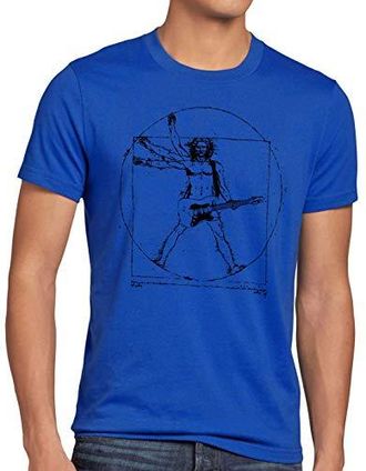 style3 Da Vinci Rock T-Shirt Homme Musique Festival Rock Tape, Couleur:Bleu, Taille:5XL