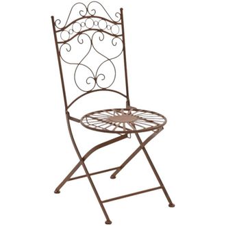 Clp Lot de 2 chaises pliantes en fer forg&eacute; marron antique - Hauteur dassise 43,5 cm - Design vintage pour jardin et terrasse